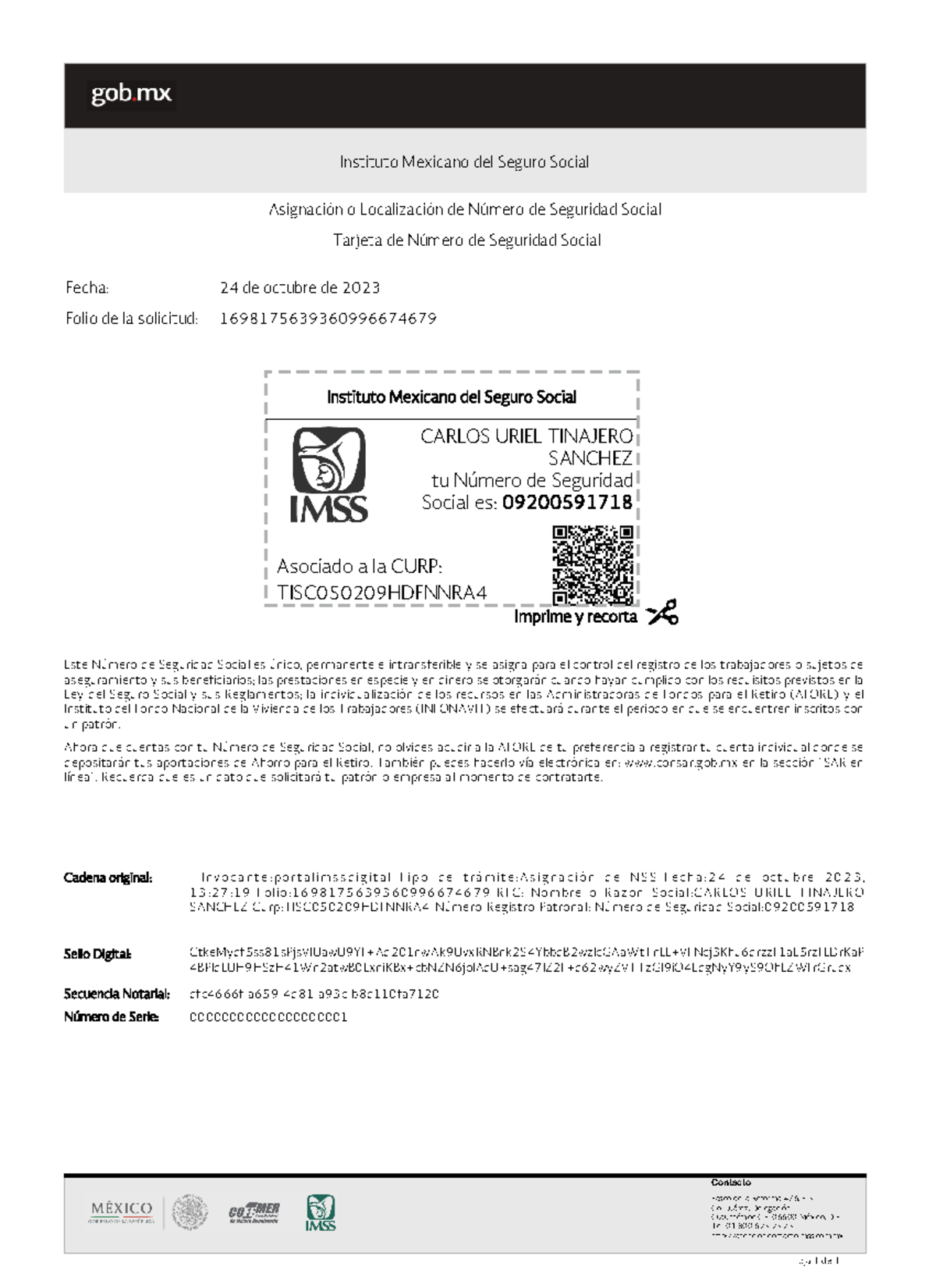 Tarjeta NSS - Jdhdjskks - Instituto Mexicano del Seguro Social ...