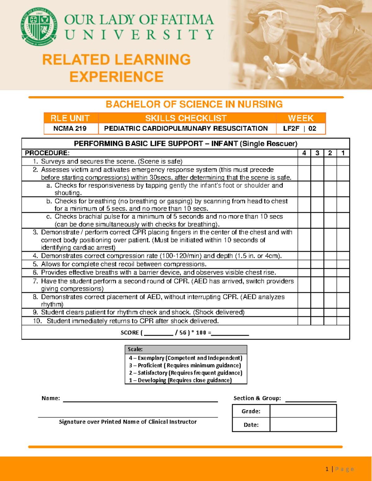 Pedia-CPR - retdem for CPR- Infant - 1 | P a g e BACHELOR OF SCIENCE IN ...