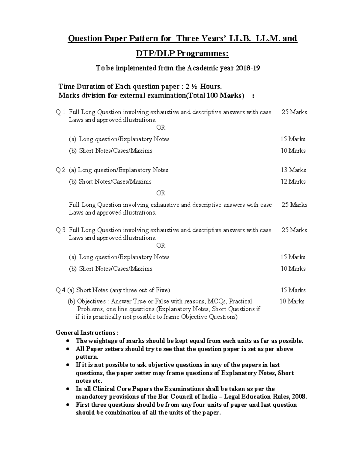 Law faculty -Change in Exam Duration & Question Paper pattern ...