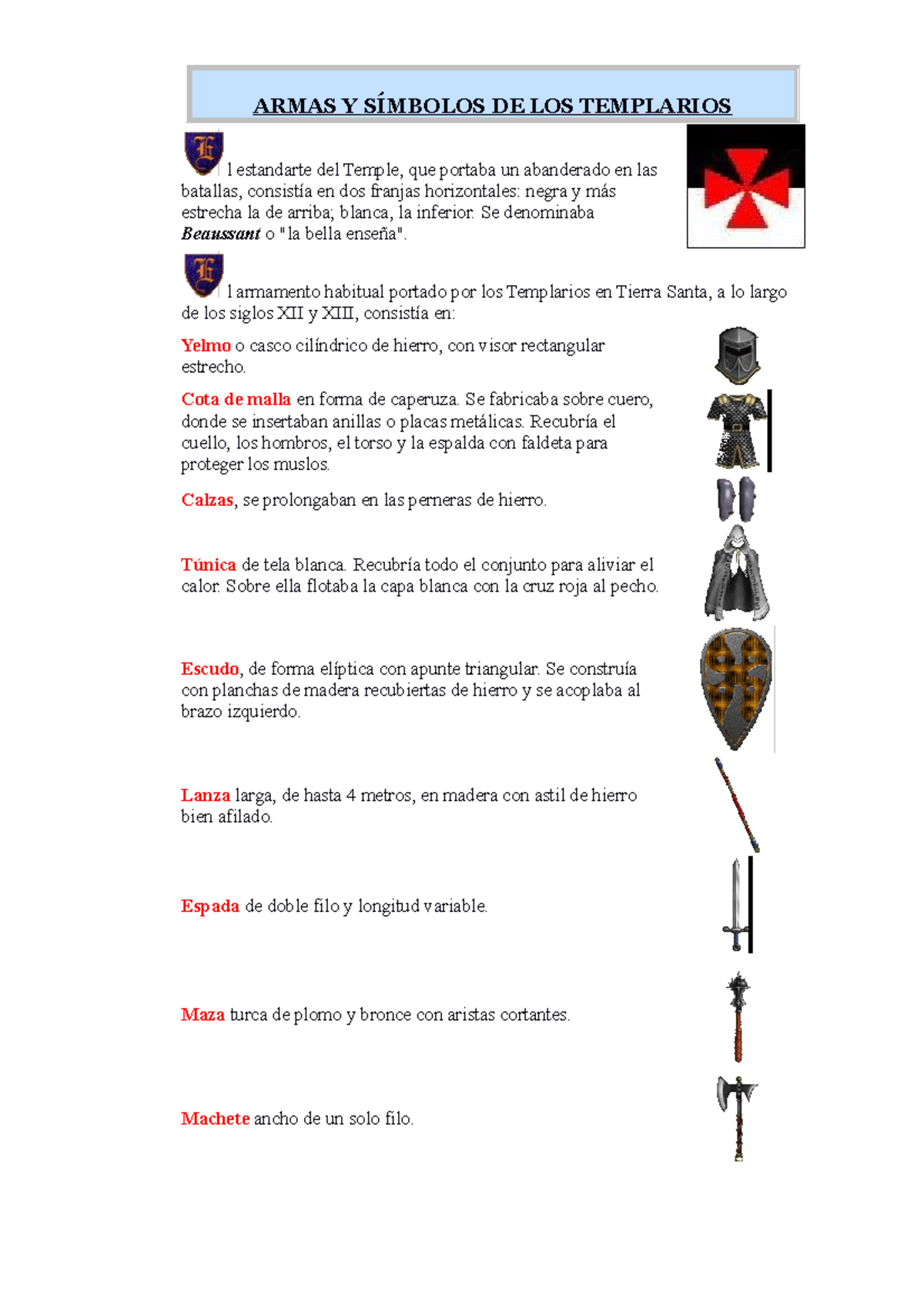 Armas Y Simbolos De Los Templarios - ARMAS Y SÍMBOLOS DE LOS TEMPLARIOS ...