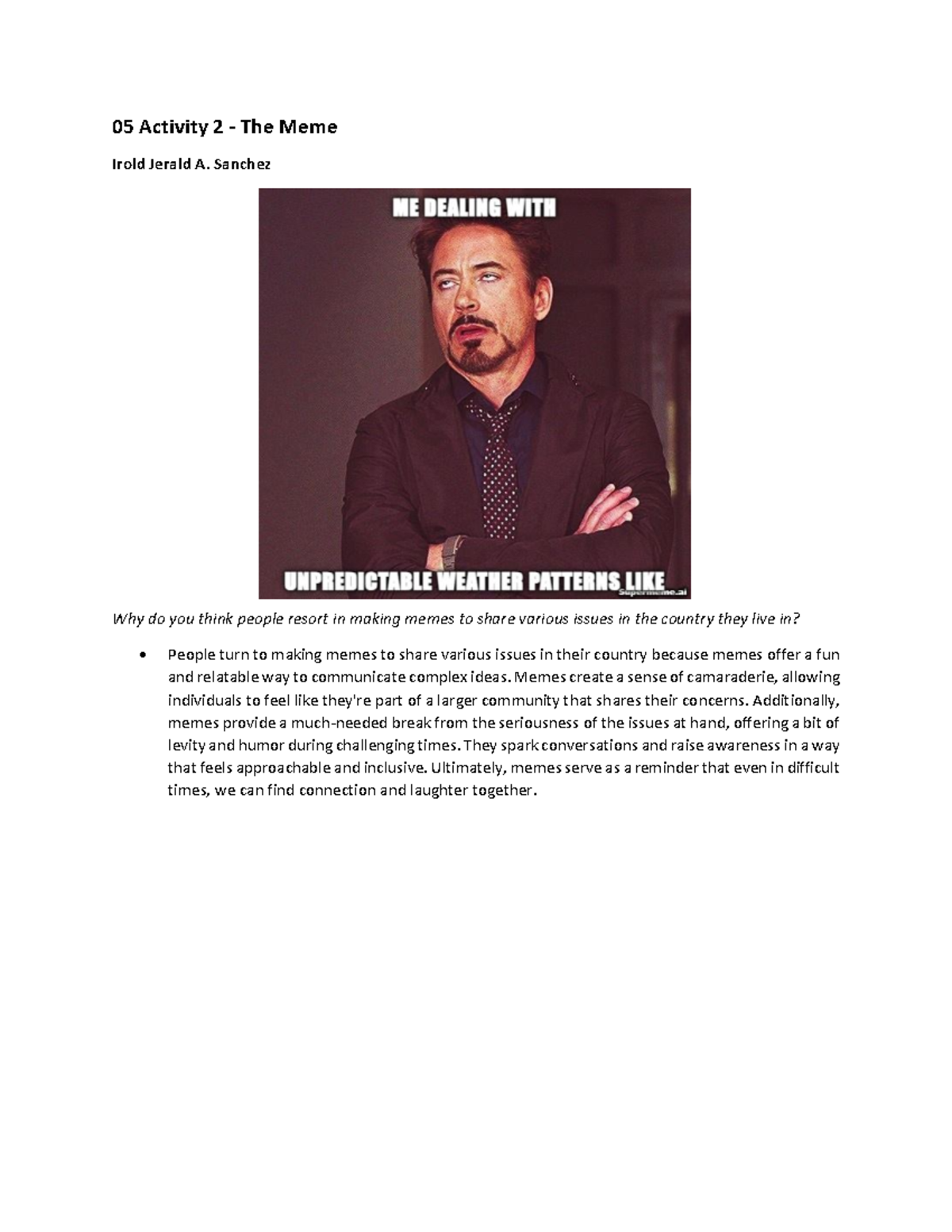 05 Activity 2 - asd - 05 Activity 2 - The Meme Irold Jerald A. Sanchez ...