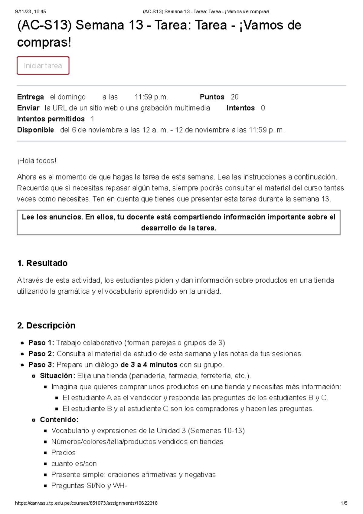 (AC-S13) Semana 13 - Tarea Tarea - ¡Vamos de compras - (AC-S13) Semana ...