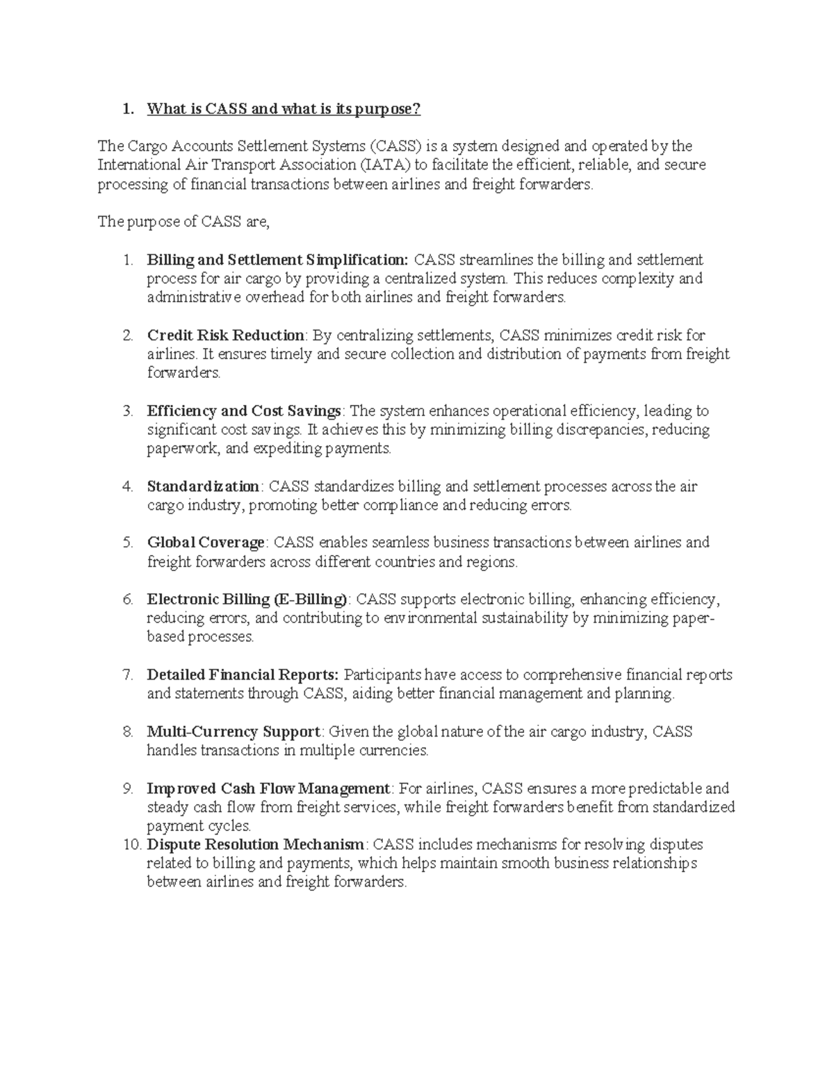 AIR - Discussion - What is CASS and what is its purpose? The Cargo ...