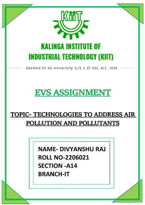 EVS Innovation write up - Environmental Science - Studocu