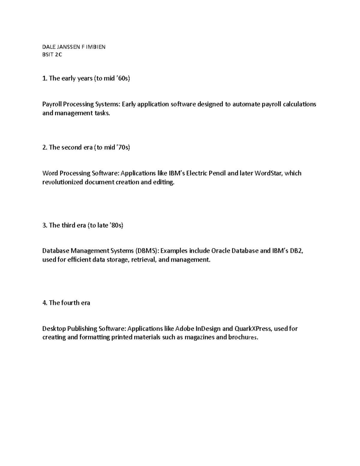 Aw - SOLID - DALE JANSSEN F IMBIEN BSIT 2C 1. The early years (to mid ...