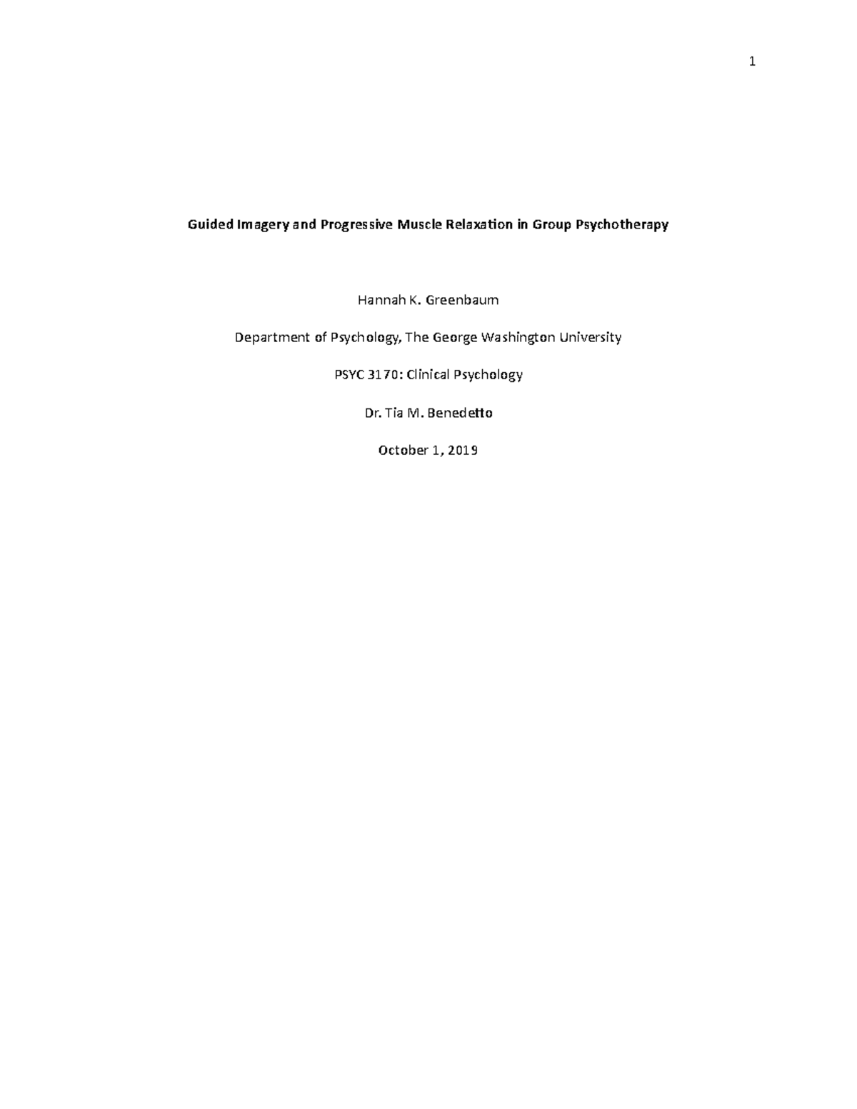 Sample Student Paper-annotated - Guided Imagery and Progressive Muscle ...