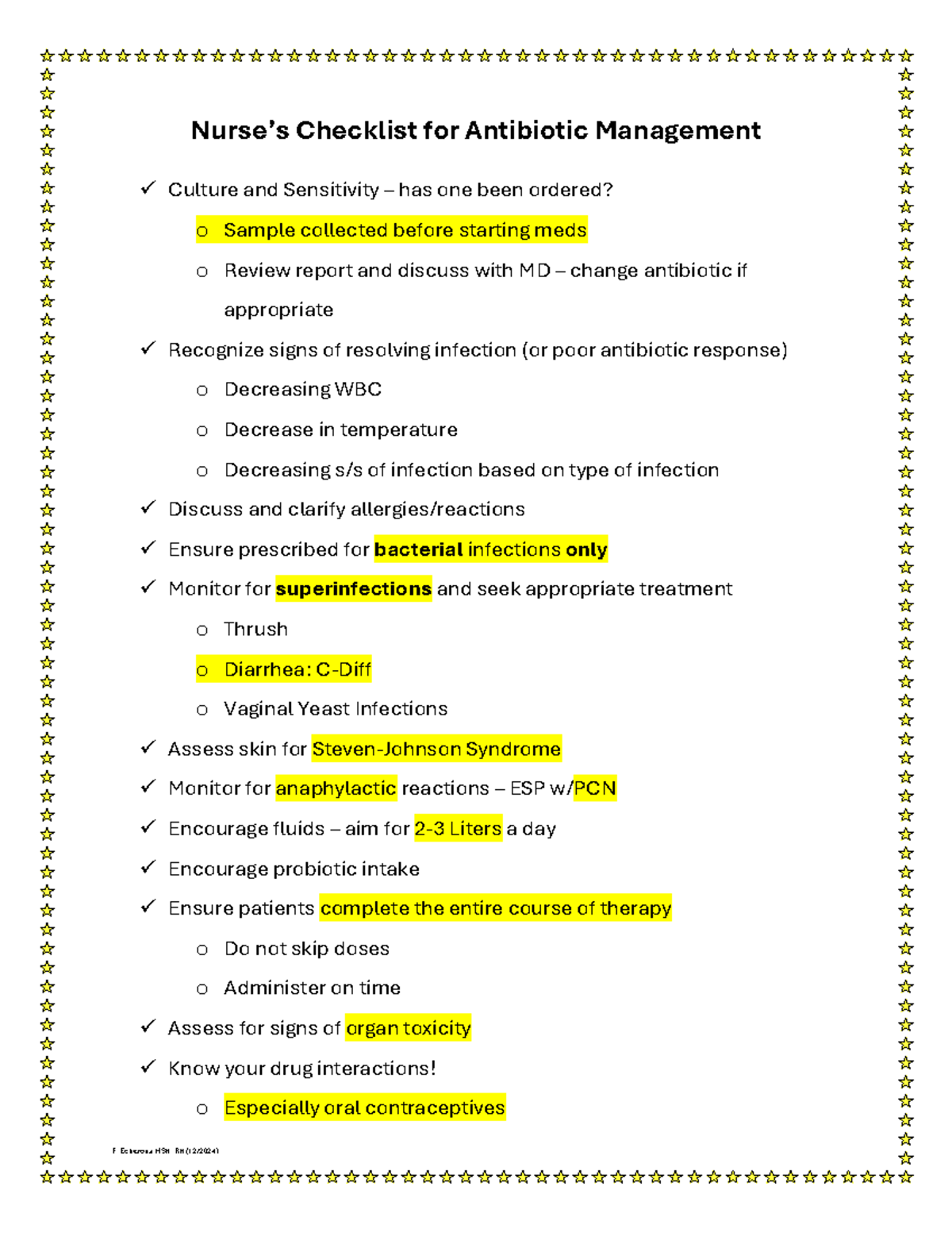 Antibiotic Guidelines - F. Echezona MSN, RN ( 12 /2024) Nurse’s ...