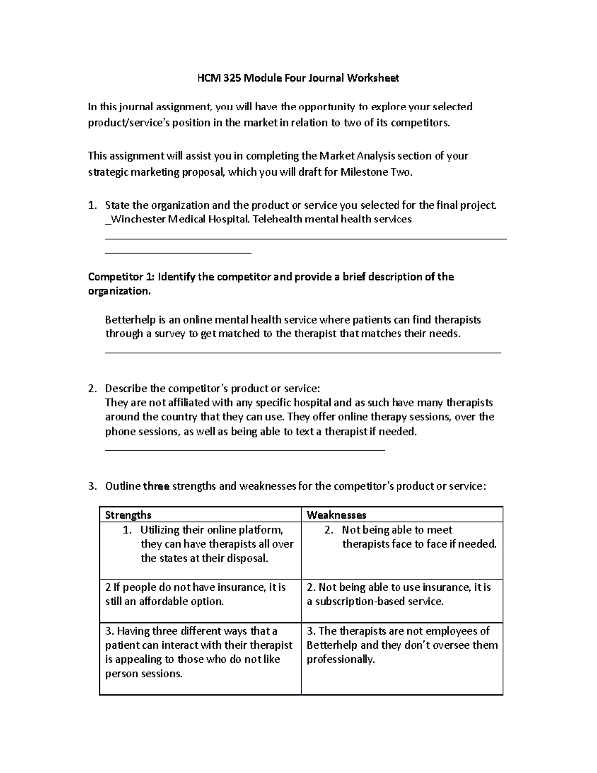 HCM 325 Module Four Journal Worksheet Caroll Reever - HCM 325 Module ...