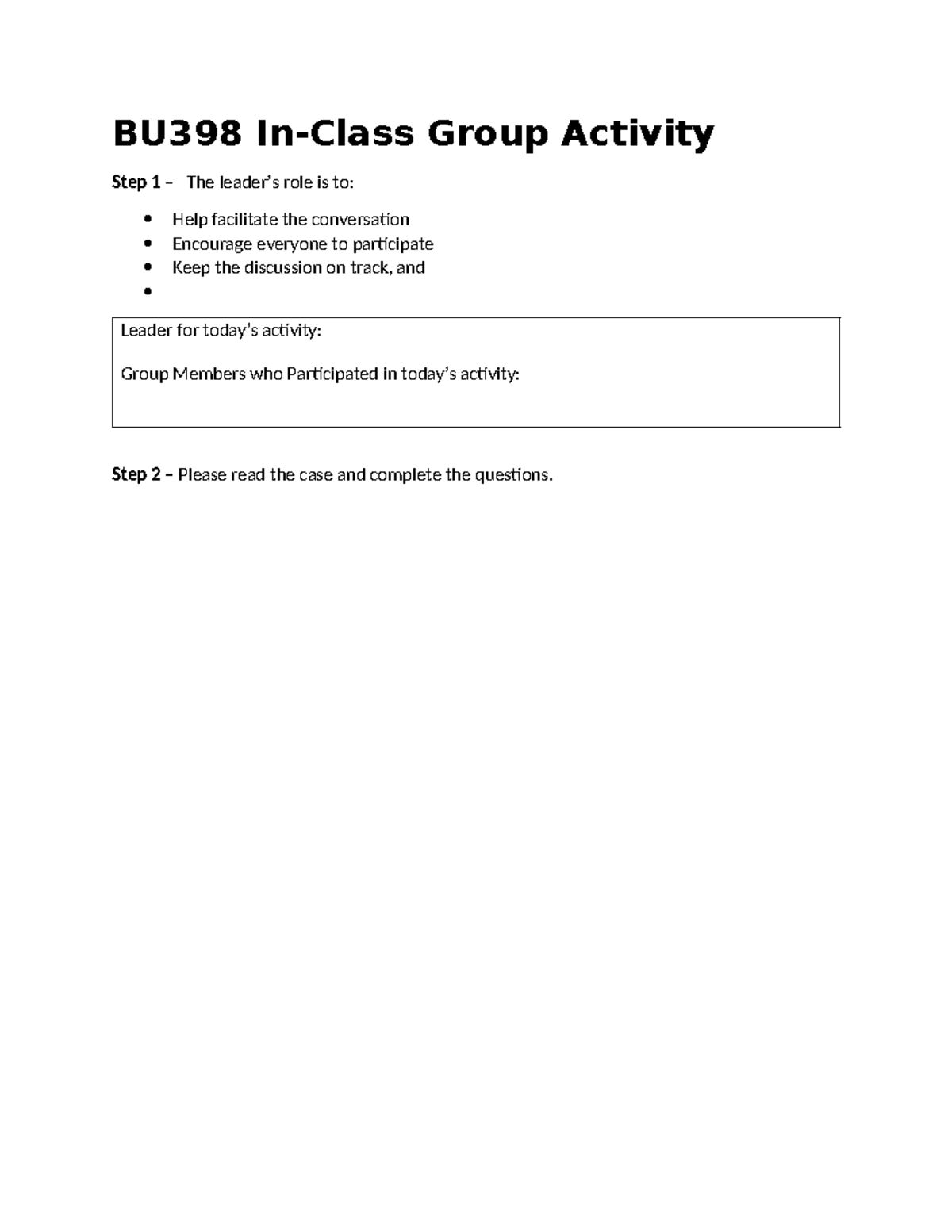 Ch2 case study - CBC Article on Auto Sector Uncertainty in class activity 2 - BU398 In-Class ...