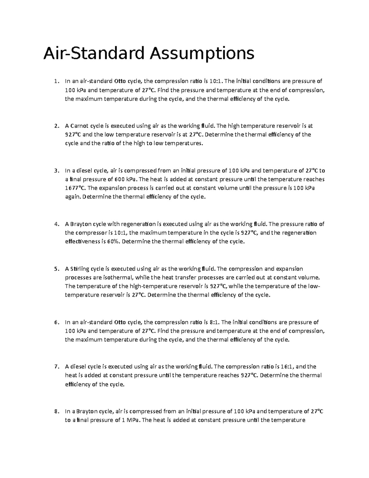 Air. standard assimptions - Air-Standard Assumptions In an air-standard ...