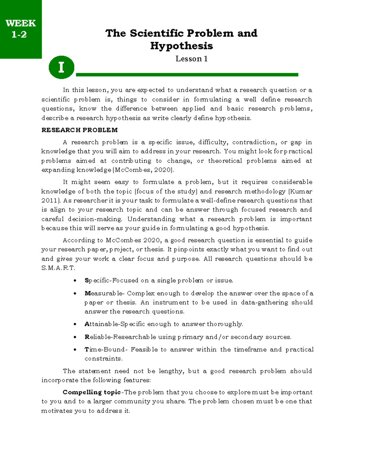 564363184 week 1 2 capstone - WEEK 1 - 2 The Scientific Problem and ...