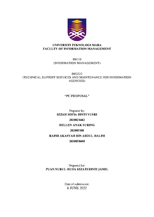 Assignment Draft Template - Diploma in Information Management - UiTM ...