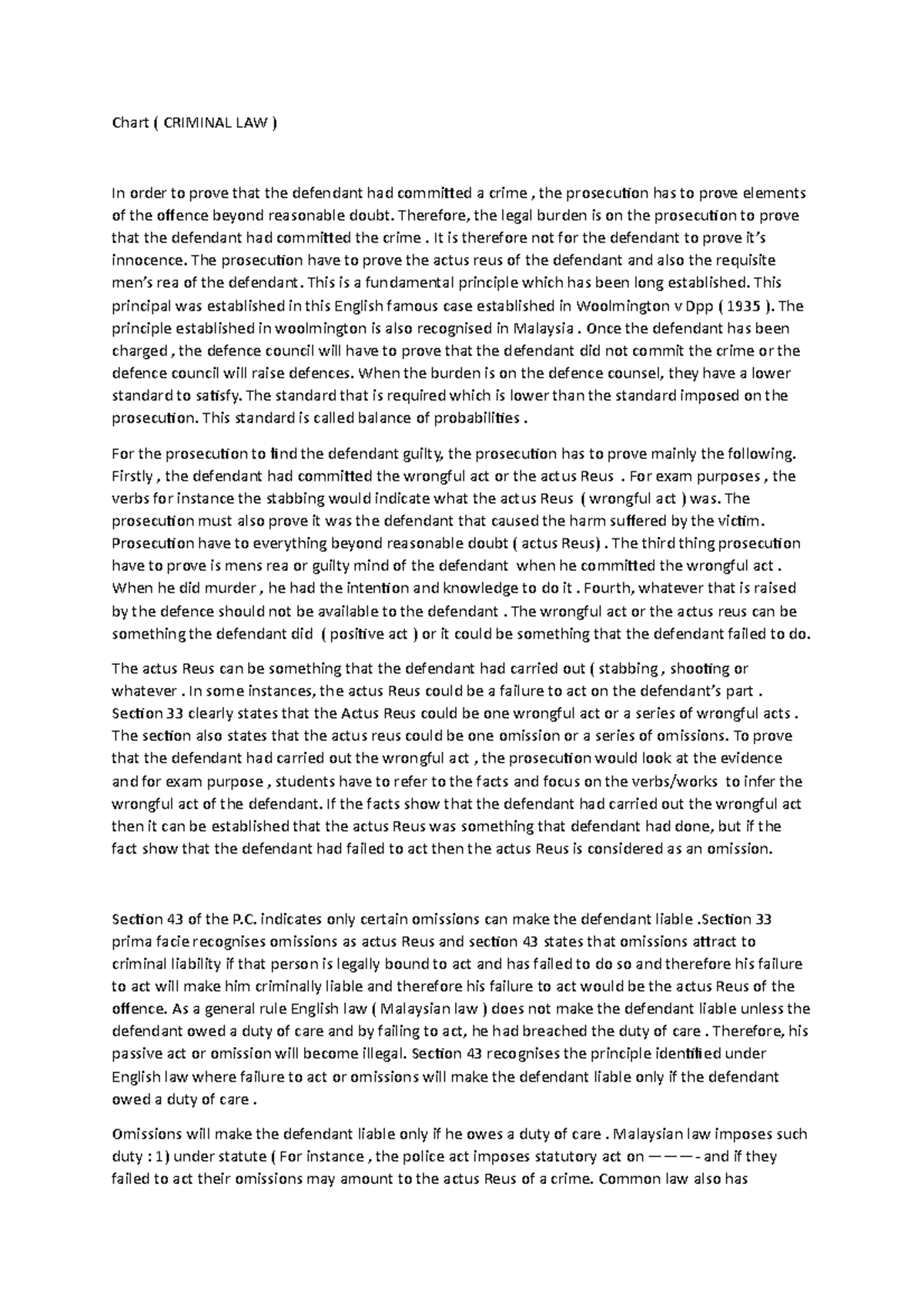 Actus reus notes (definition, types) - Chart ( CRIMINAL LAW ) In order ...