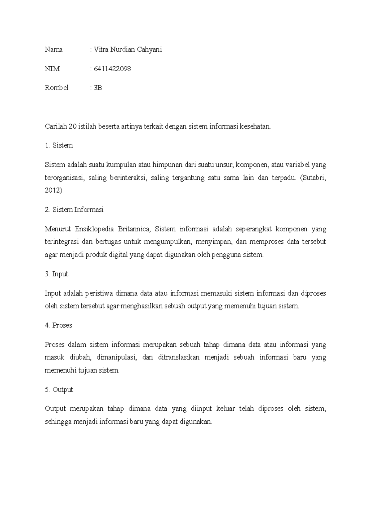 Istilah Sistem Informasi Kesehatan - Nama : Vitra Nurdian Cahyani NIM ... Istilah Sistem Informasi Kesehatan - Nama : Vitra Nurdian Cahyani NIM ...