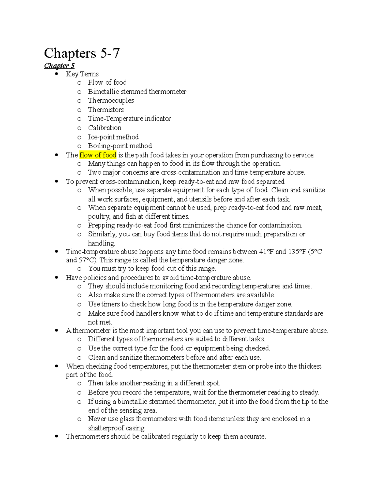 Chapters 5-7 - Professor Koster - Chapters 5- Chapter 5 Key Terms o ...