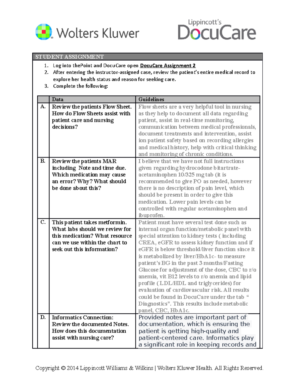 Docu Care Assignment 2 - template - STUDENT ASSIGNMENT Log into ...