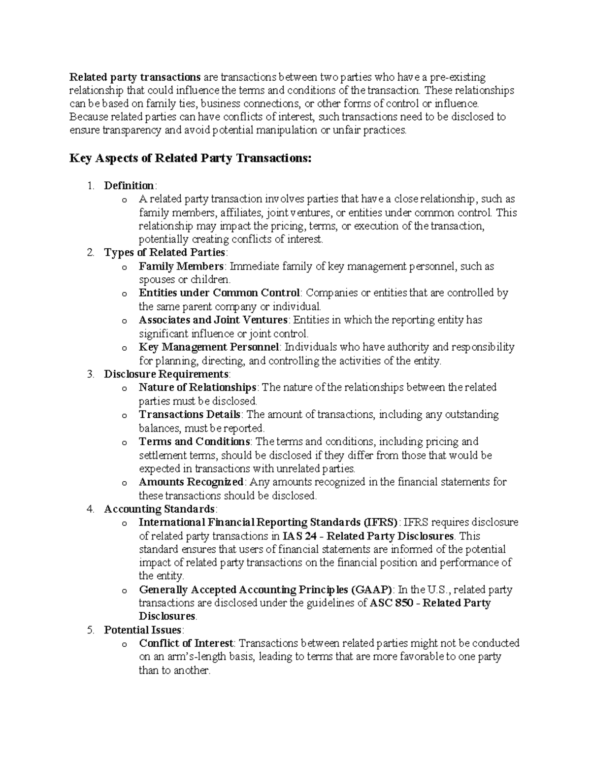Related party transaction - These relationships can be based on family ...