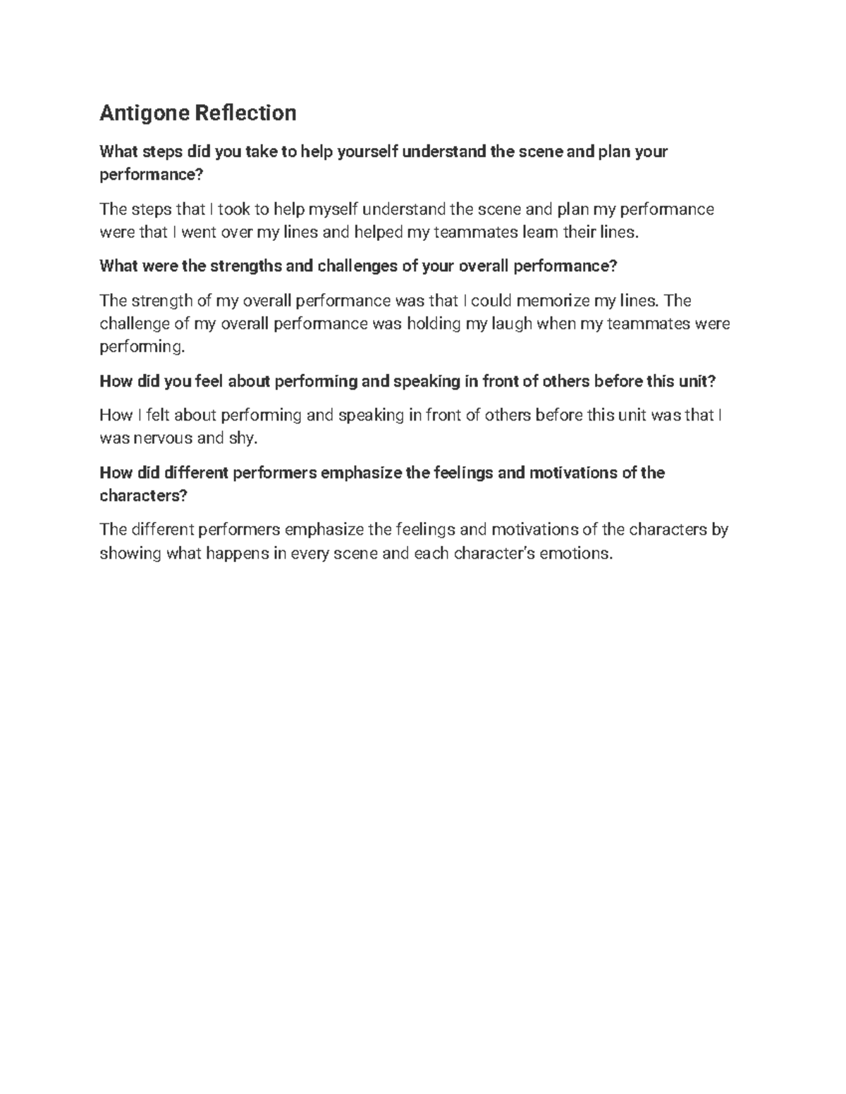 Antigone Reflection - Antigone Reflection What steps did you take to ...