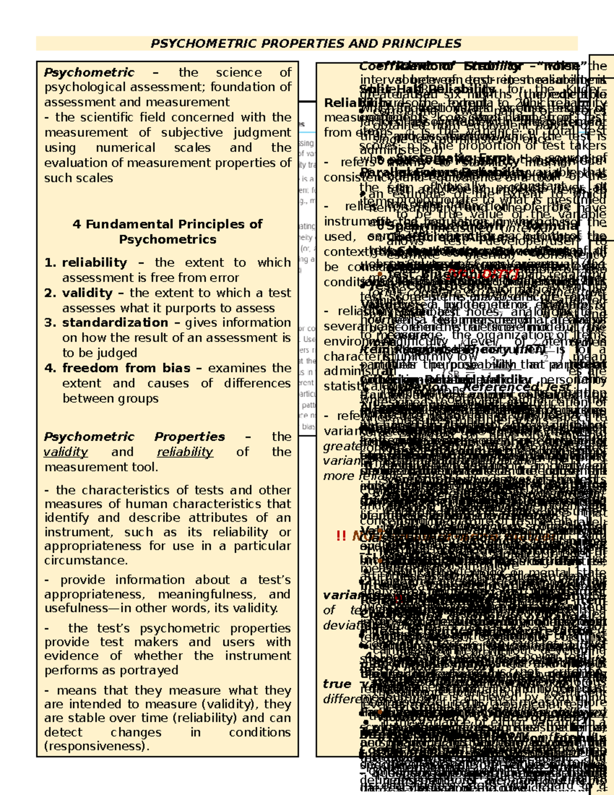 A. Psychometric Properties and Principles - PSYCHOMETRIC PROPERTIES AND PRINCIPLES Reliability ...
