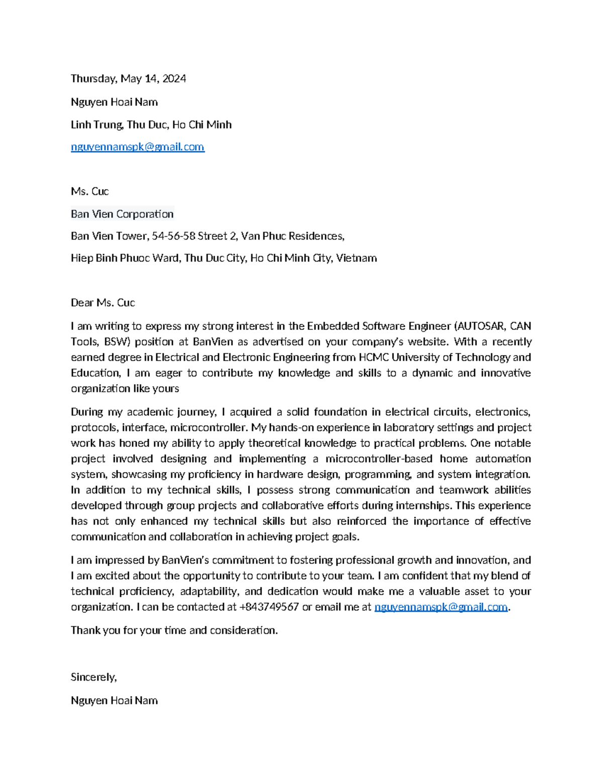 Coverletter - abstract - Thursday, May 14, 2024 Nguyen Hoai Nam Linh ...