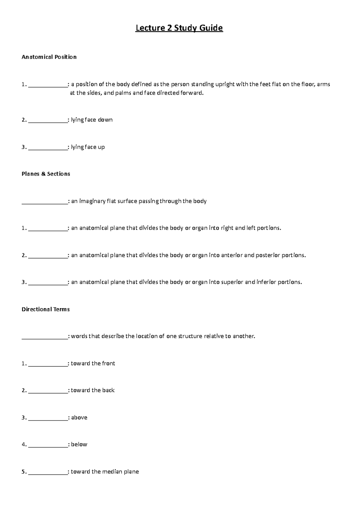 Lecture 2 - Atlas Study Guide - Lecture 2 Study Guide Anatomical ...