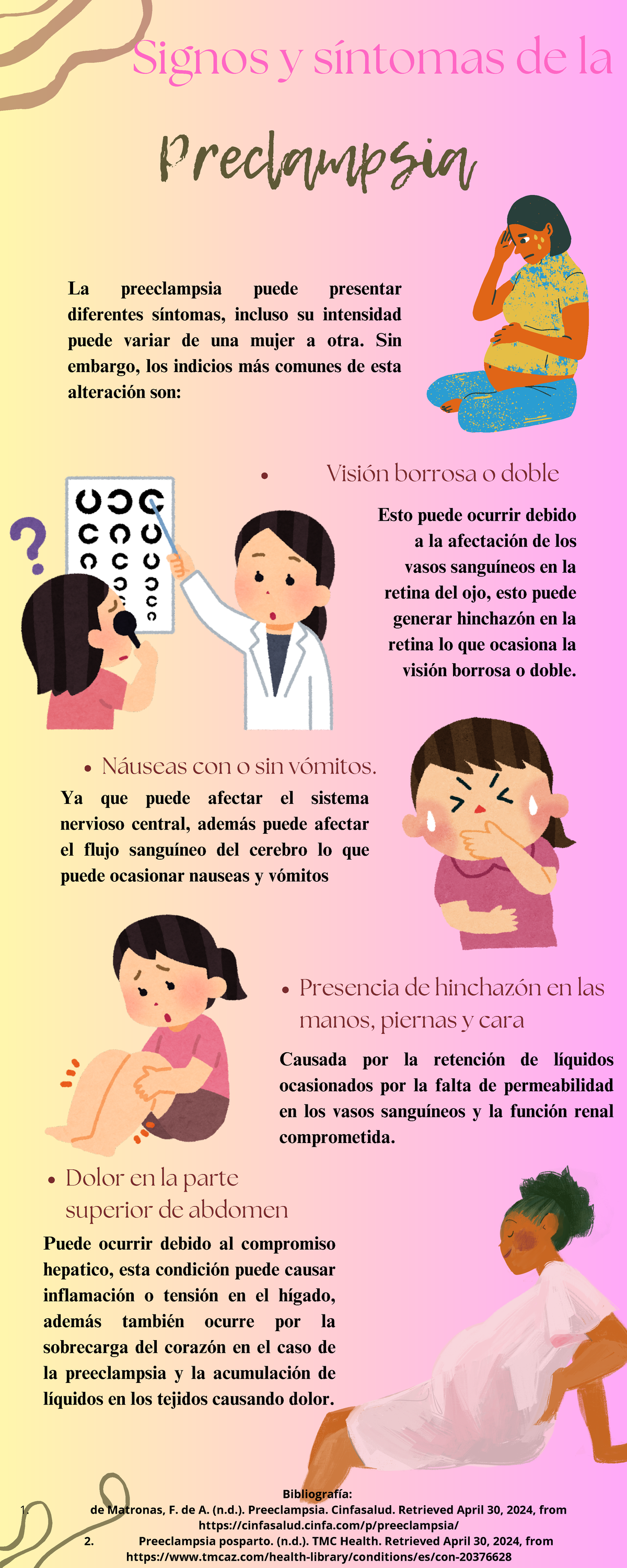 Infografía signos de embarazo ilustrado elegante sencillo rosa crema ...
