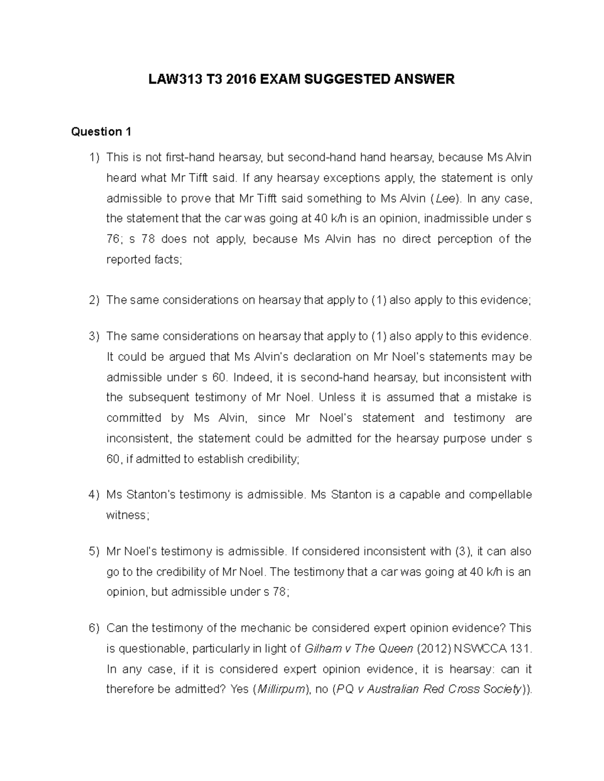 Exam T3 2016 Answer - Past Exam paper and templates - LAW313 T3 2016 ...