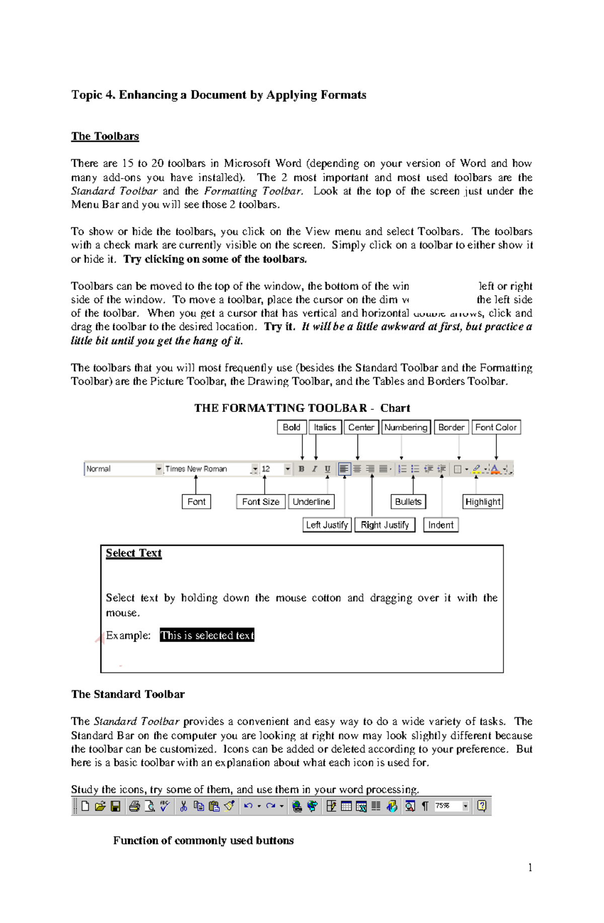 Topic 4. Enhancing a Document by Applying Formats - Topic 4. Enhancing ...