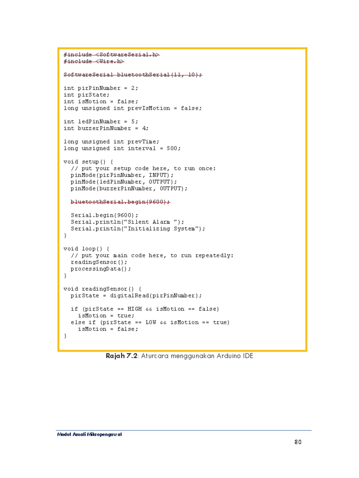Penggera codes csc - Modul Amali Mikropengawal 80 Rajah 7: Aturcara menggunakan Arduino IDE # ...