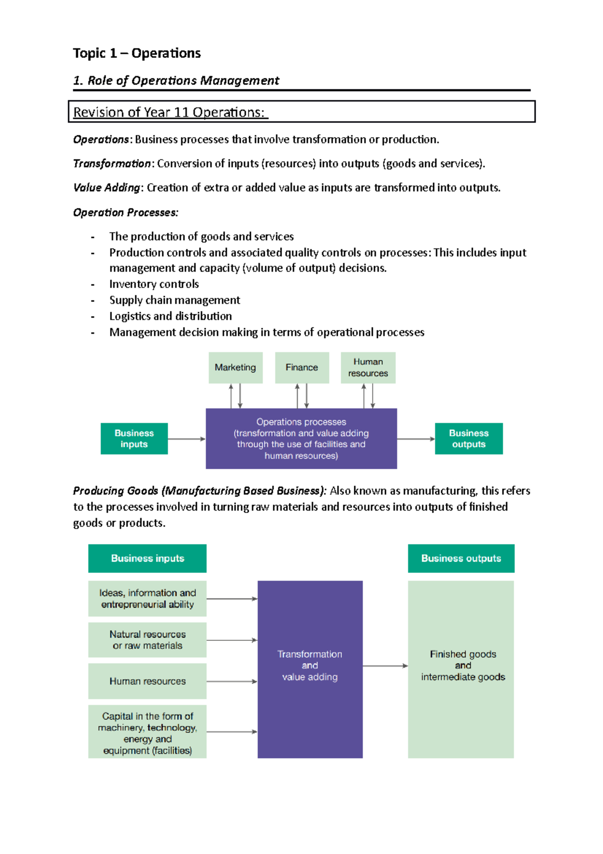 1. Role of Operations - hhhhhhhhhhhhhh - Topic 1 – Operations 1. Role ...