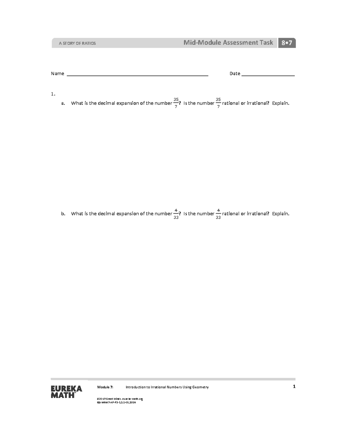 EM in Sync G8 M7 MMA - Sheet - Module 7: Introduction to Irrational ...