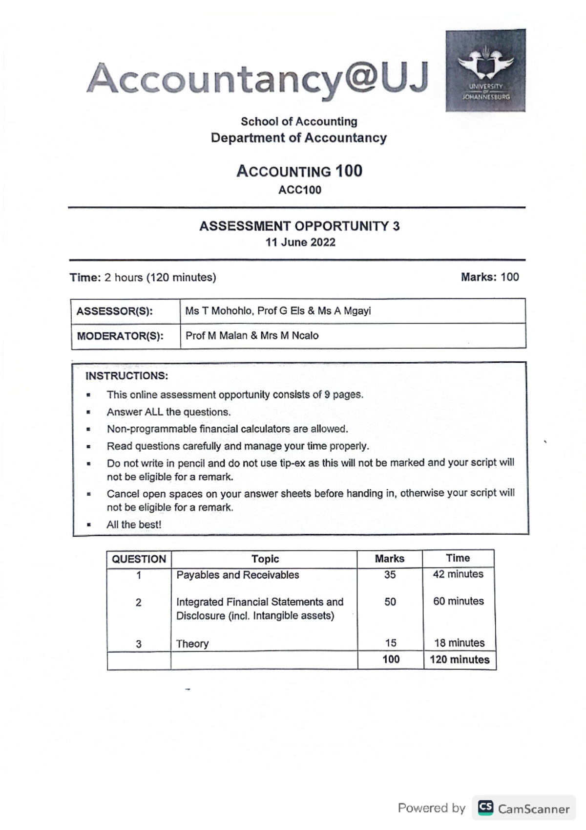 Assess 3 - AO4 2022 - acc100 - Studocu