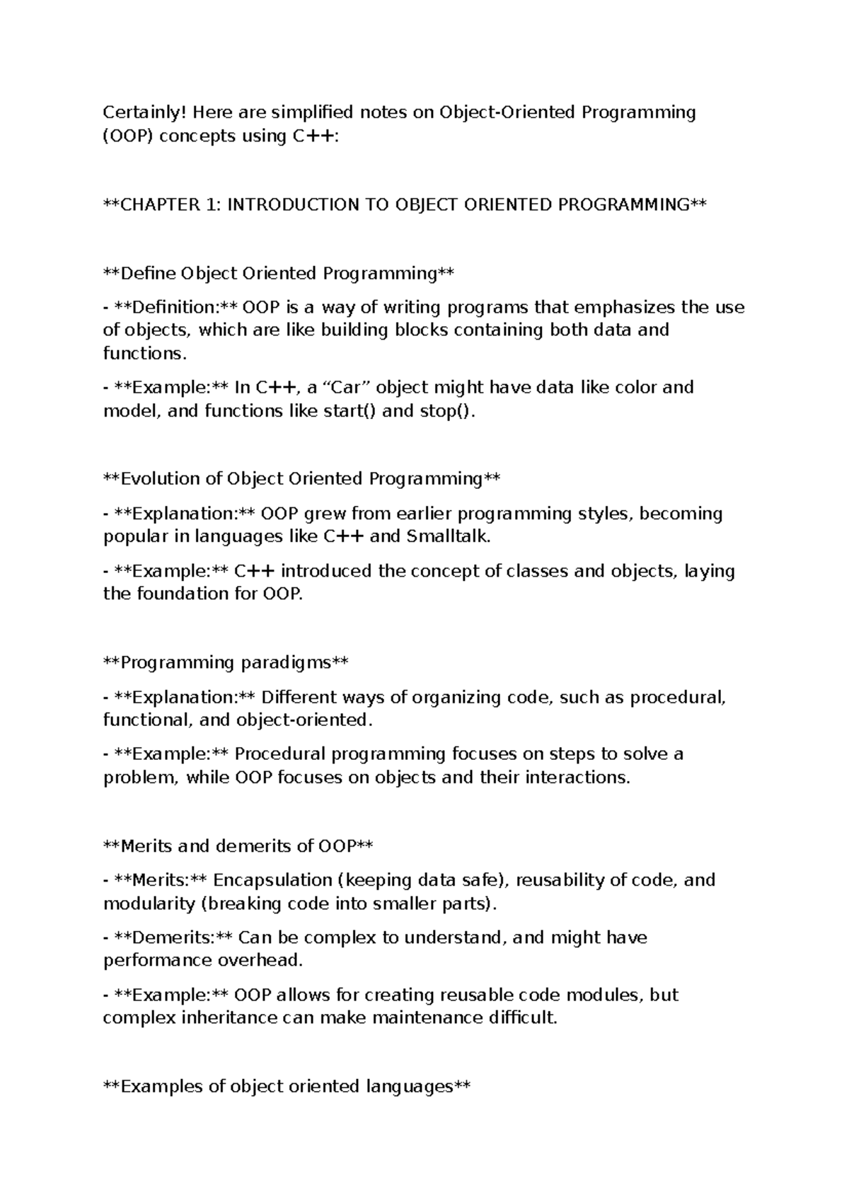 OOP Notes BY Kenneth Okuta - Certainly! Here are simplified notes on ...