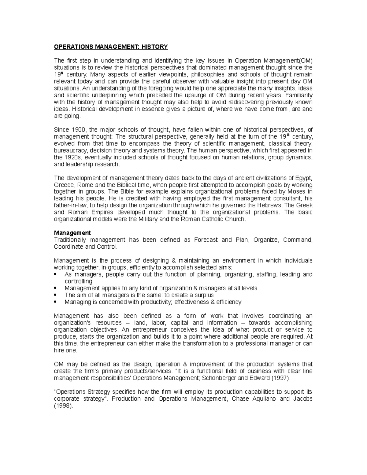 DOM 102 OM Development - Operations management - OPERATIONS MANAGEMENT ...