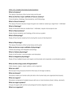 APHY 101 Study Guide 1-7 Feedback and Thermoregulation - APHY 101 Study ...