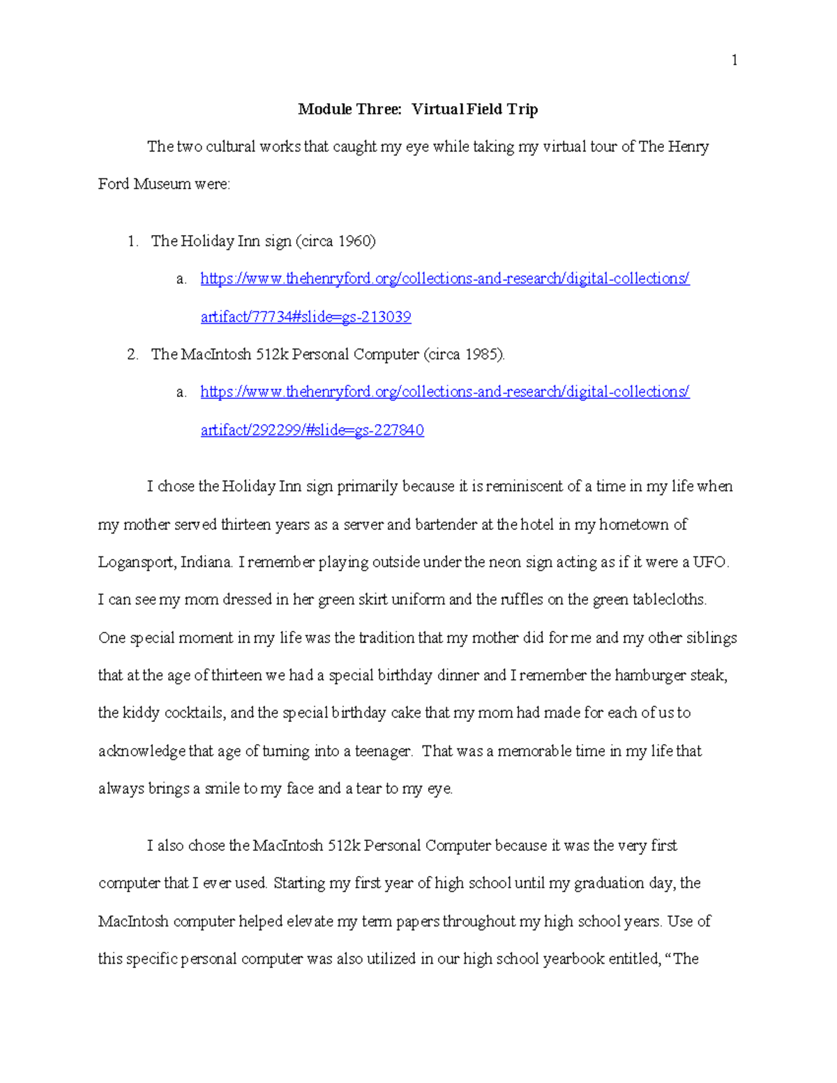 Module Three Virtual Field Trip - 1 Module Three: Virtual Field Trip ...