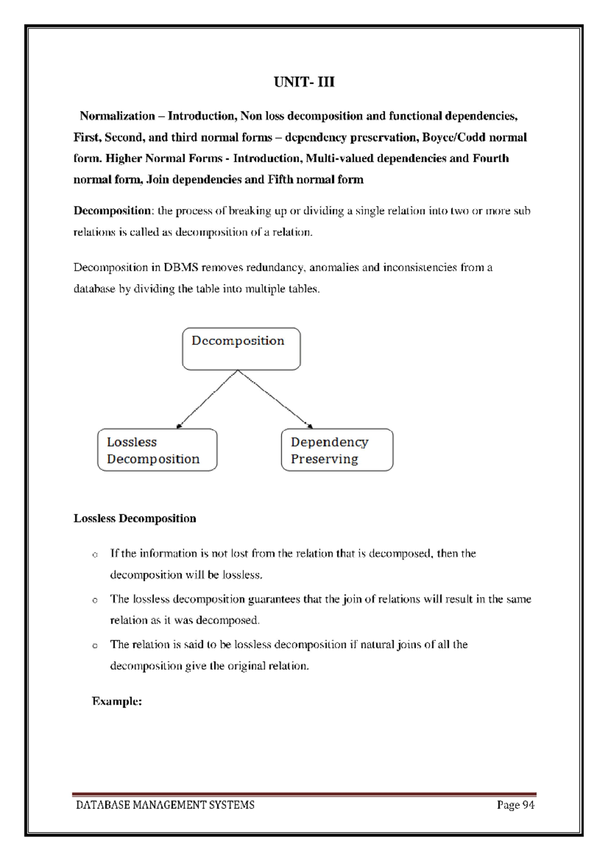 Dependency Preservation Decomposition - Database Management System - Studocu
