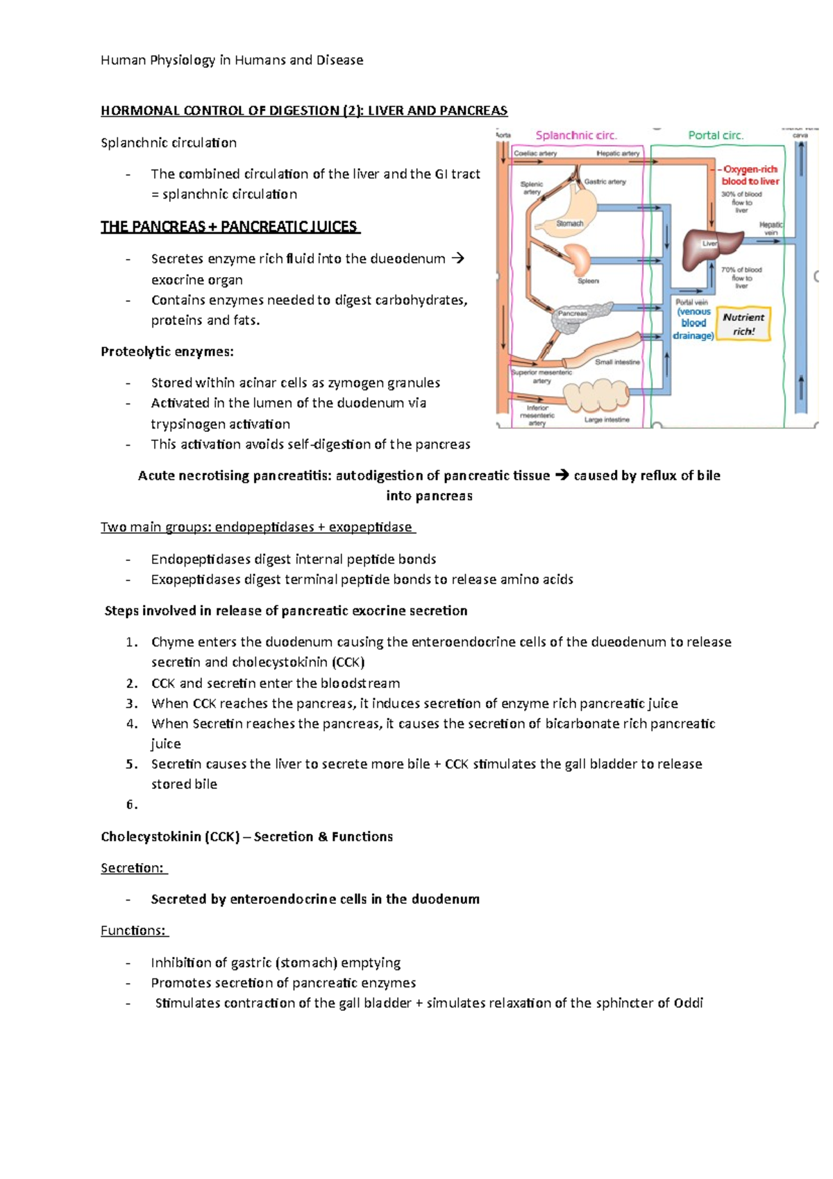 Hormonal Control of Digestion : The pancreas and Liver - HORMONAL ...