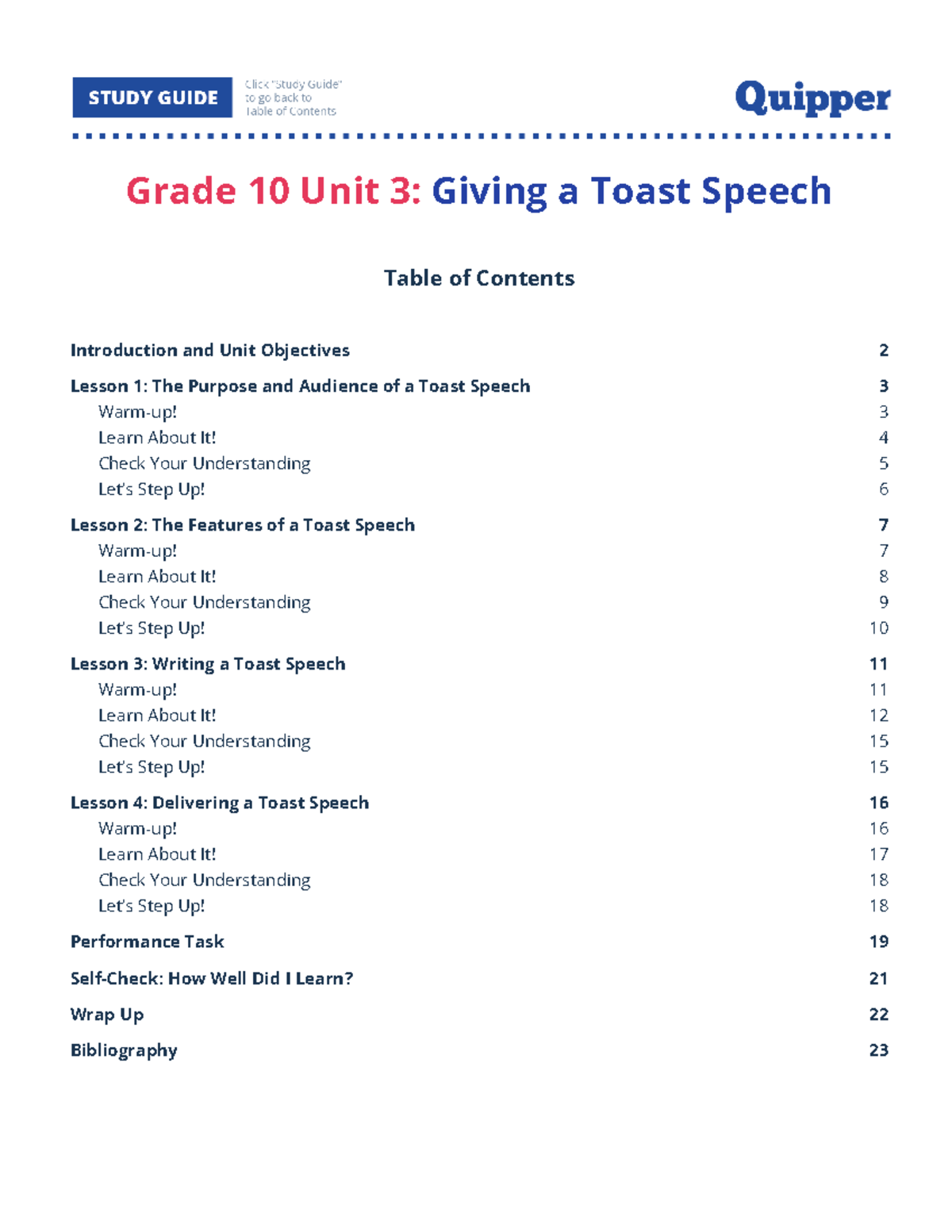 PDF English-10-Unit-3-Giving-a-Toast-Speech-4-topics - Grade 10 Unit 3 ...