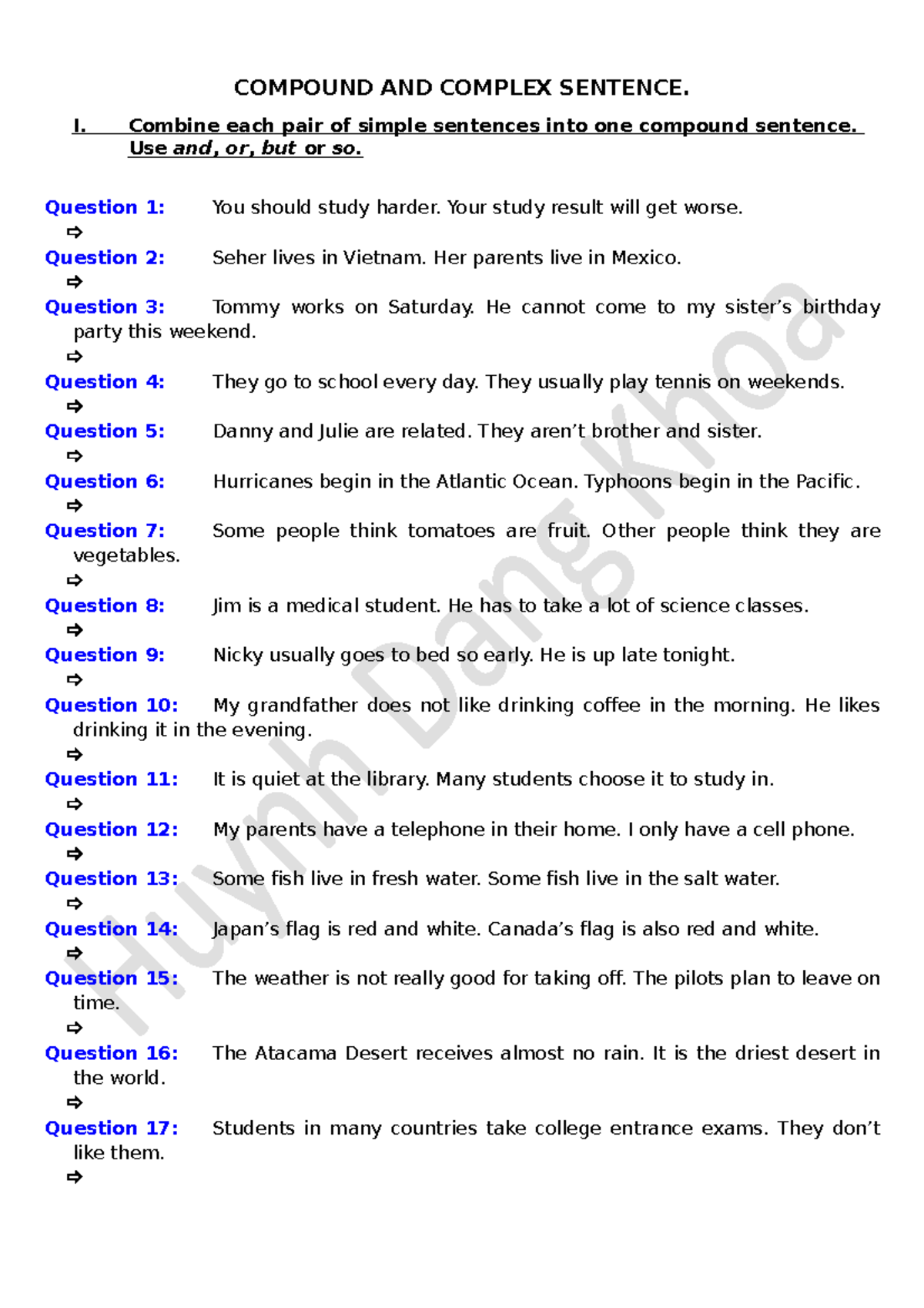 CP - CX Sentence & Order OF Adjectives - COMPOUND AND COMPLEX SENTENCE ...