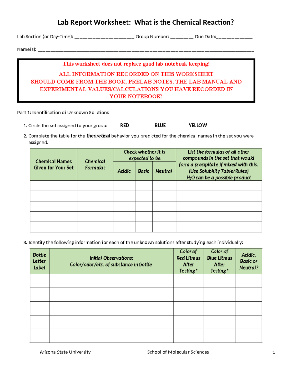 What is the Chemical Reaction Student Worksheet Sum18v9-2 - Lab Report ...