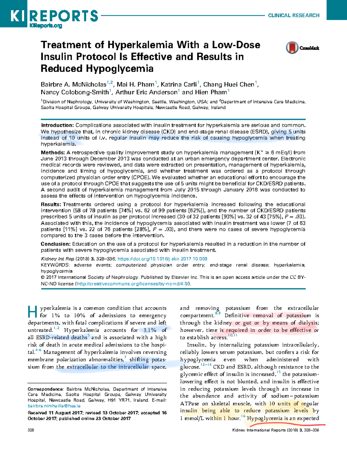 Research Article - Treatment of Hyperkalemia With a Low-Dose Insulin ...