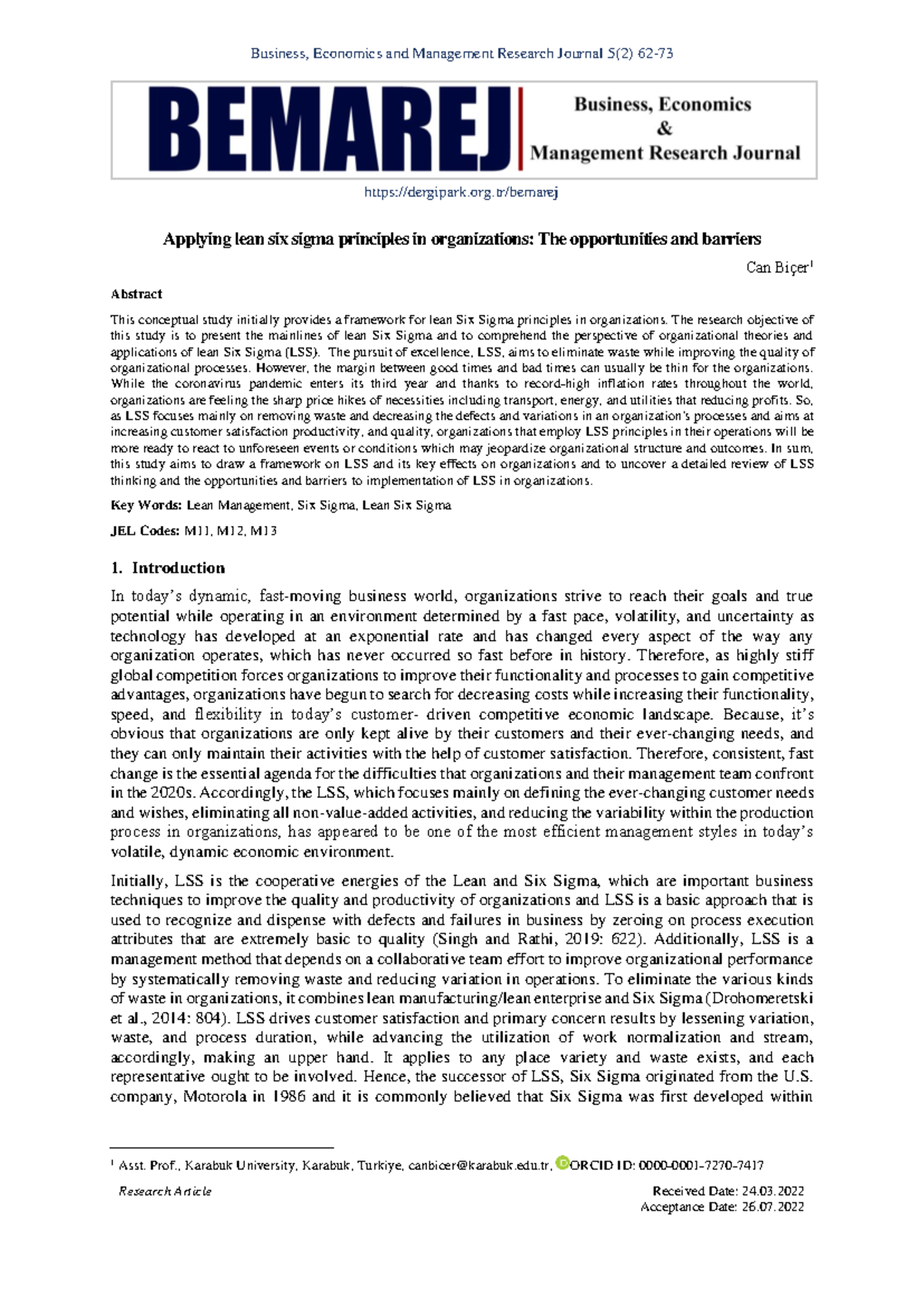 Rg tlerde yal n alt sigma ilkelerinin uygulanmas F rsatlar ve engeller[#1092586 ]-2329416 ...