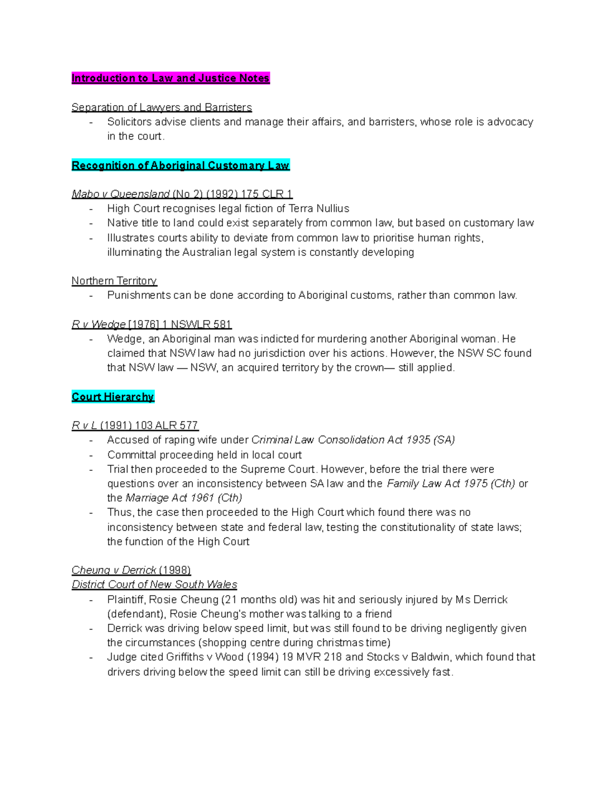LAWS1052 (ILJ) Introducing Law & Justice - Introduction to Law and ...