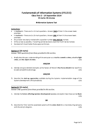 2014 - Test 3 version 2 - test - Fundamentals of Information Systems ...