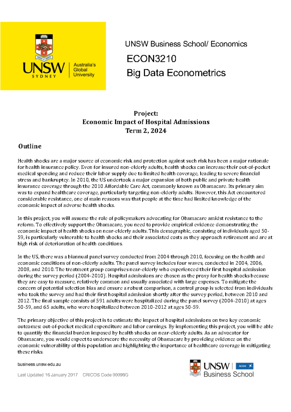 Project 2024t2 - assignment 2 information and outlines - UNSW Business ...