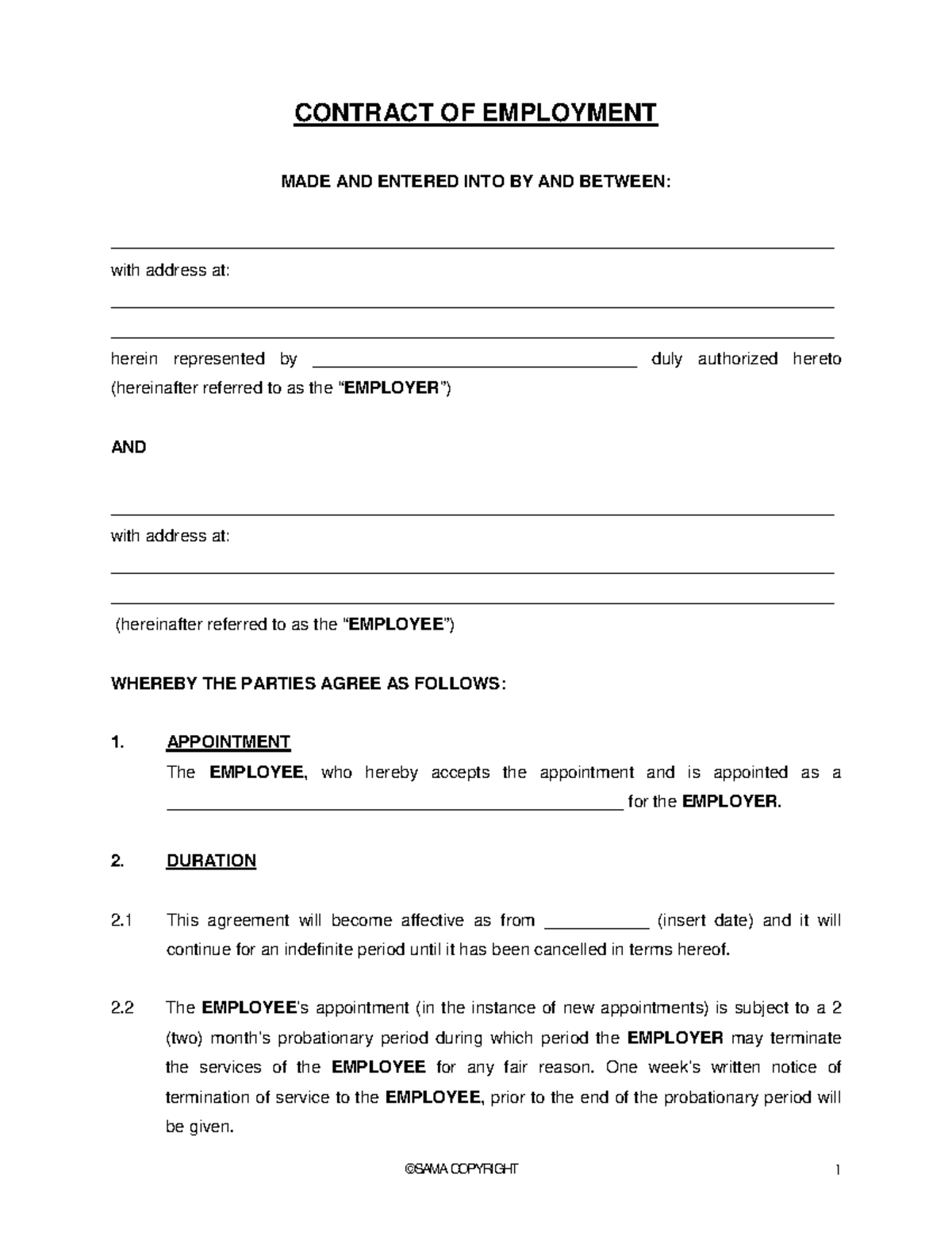 Employment-contract with Economic development Essay - CONTRACT OF ...