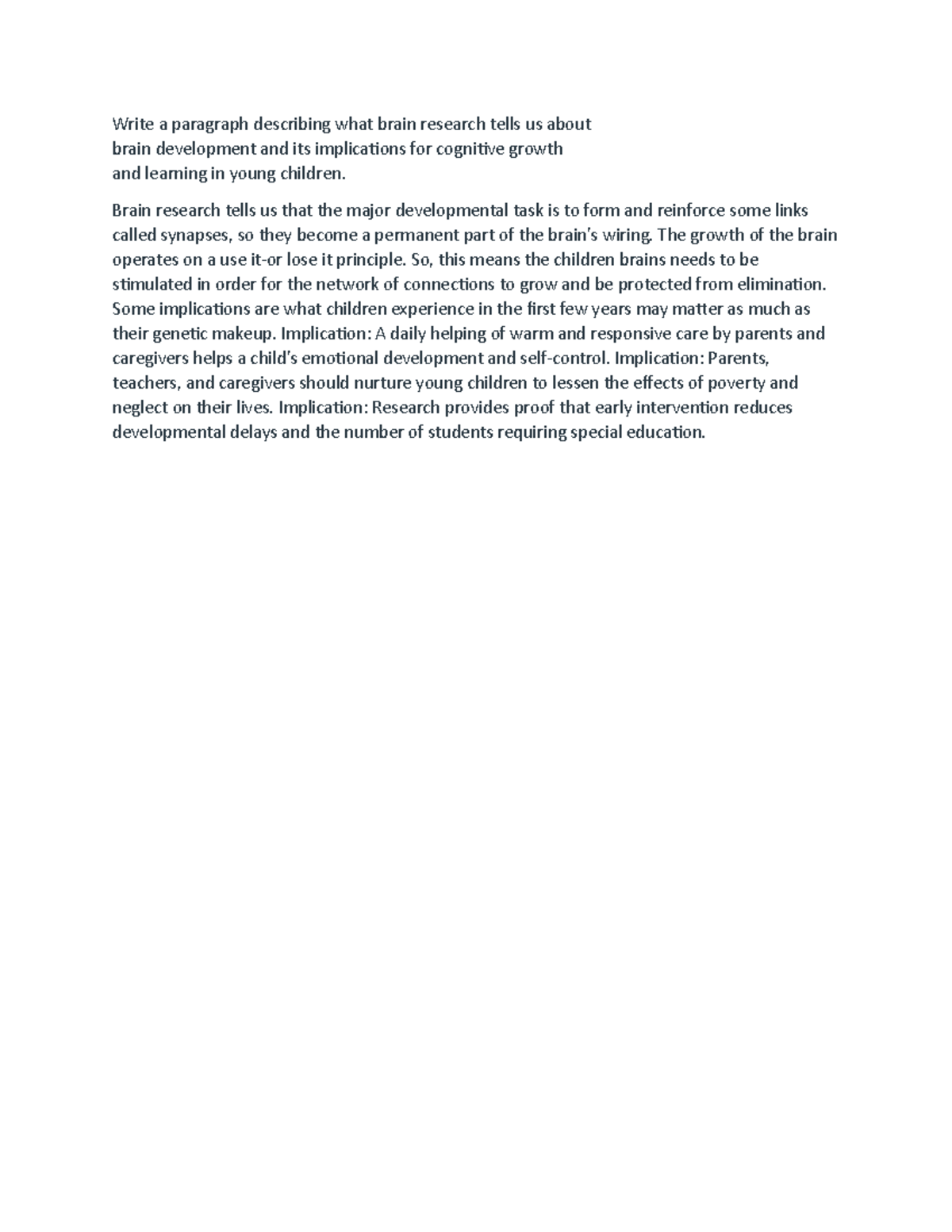 Brain - coursework - Write a paragraph describing what brain research ...