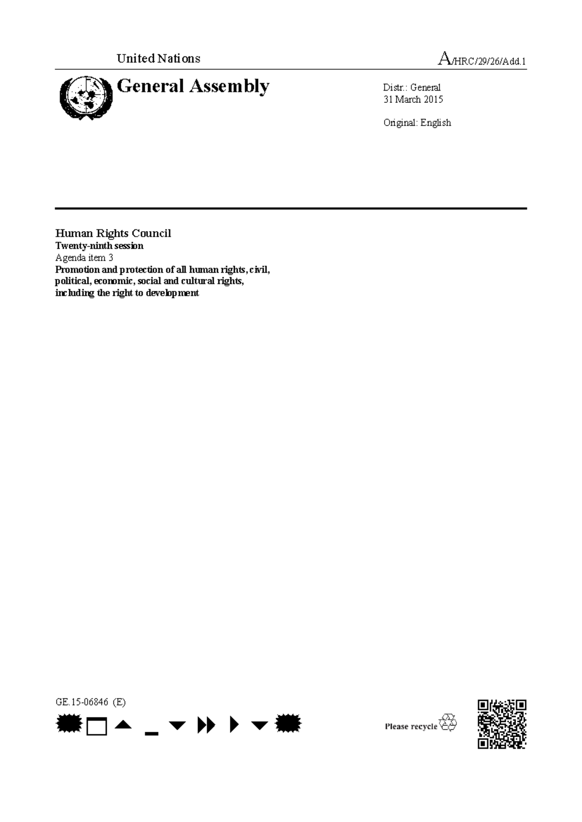 A HRC 29 26 Add 1 ENG - Report - Human Rights Council Twenty-ninth ...