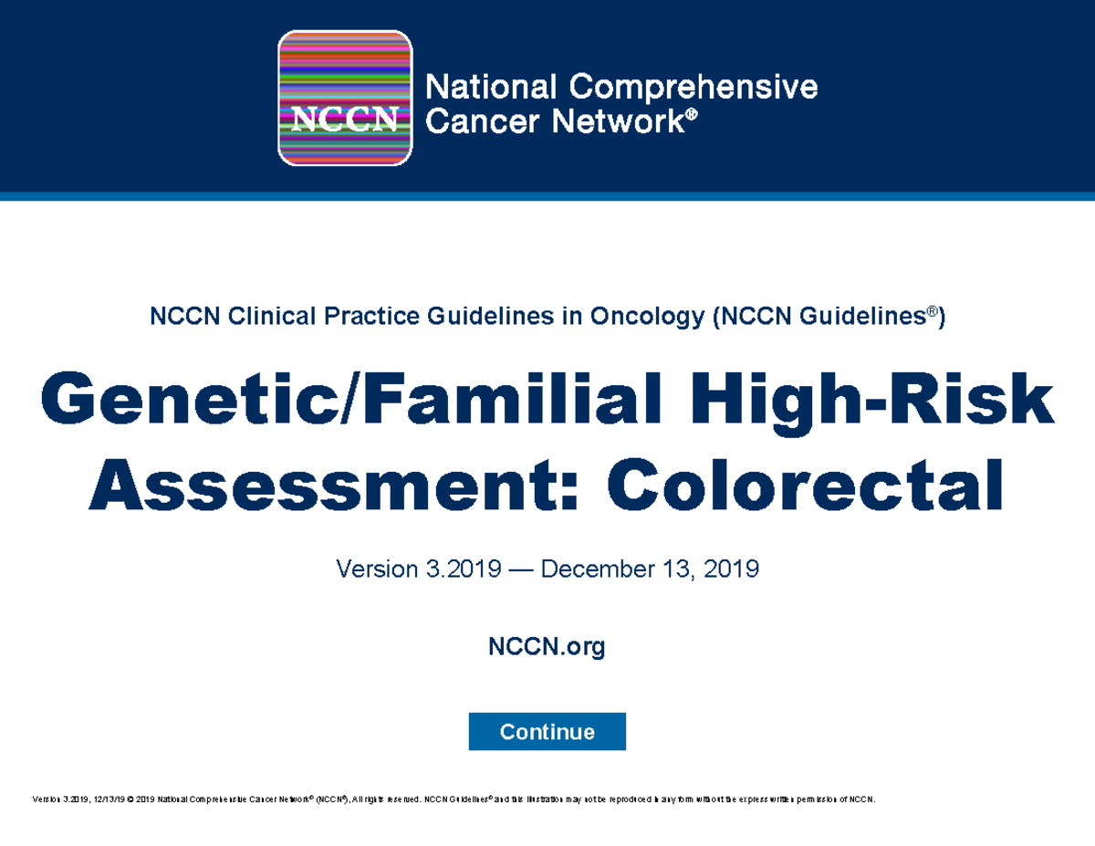 Genetic Familial High-Risk Assessment CCR NCCN 2020 - NCCN Clinical ...